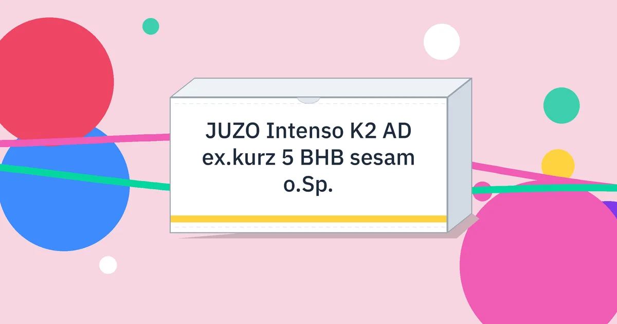 Symbolbild: Packung mit der Aufschrift JUZO Intenso K2 AD ex.kurz 5 BHB sesam o.Sp. (PZN 18625634) – Verfügbarkeit und Bezug in Apotheken in Frankfurt am Main