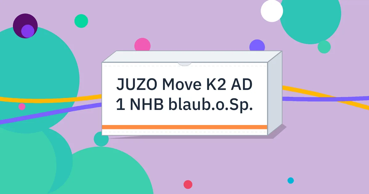 Symbolbild: Packung mit der Aufschrift JUZO Move K2 AD 1 NHB blaub.o.Sp. (PZN 18539679) – Verfügbarkeit und Bezug in Apotheken in Frankfurt am Main