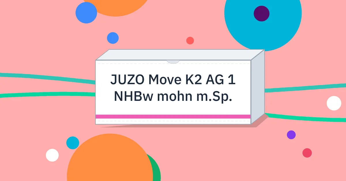 Symbolbild: Packung mit der Aufschrift JUZO Move K2 AG 1 NHBw mohn m.Sp. (PZN 18554710) – Verfügbarkeit und Bezug in Apotheken in Frankfurt am Main