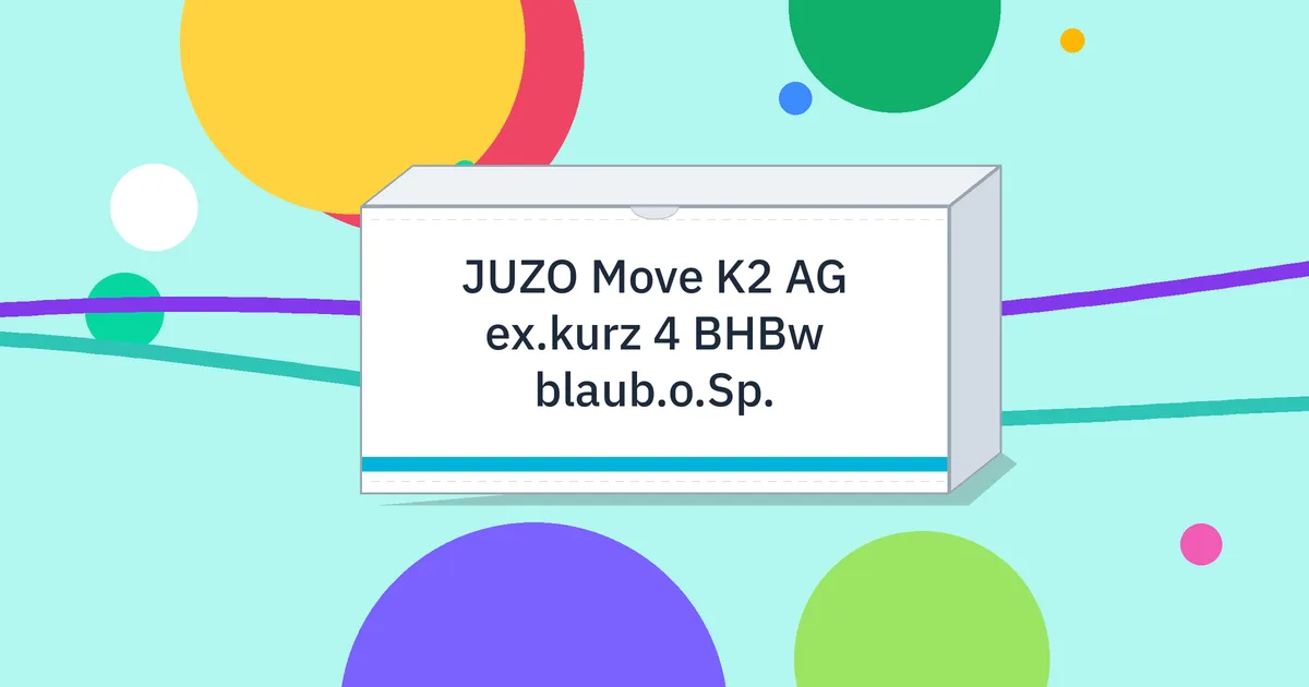 Symbolbild: Packung mit der Aufschrift JUZO Move K2 AG ex.kurz 4 BHBw blaub.o.Sp. (PZN 18565895) – Verfügbarkeit und Bezug in Apotheken in Frankfurt am Main