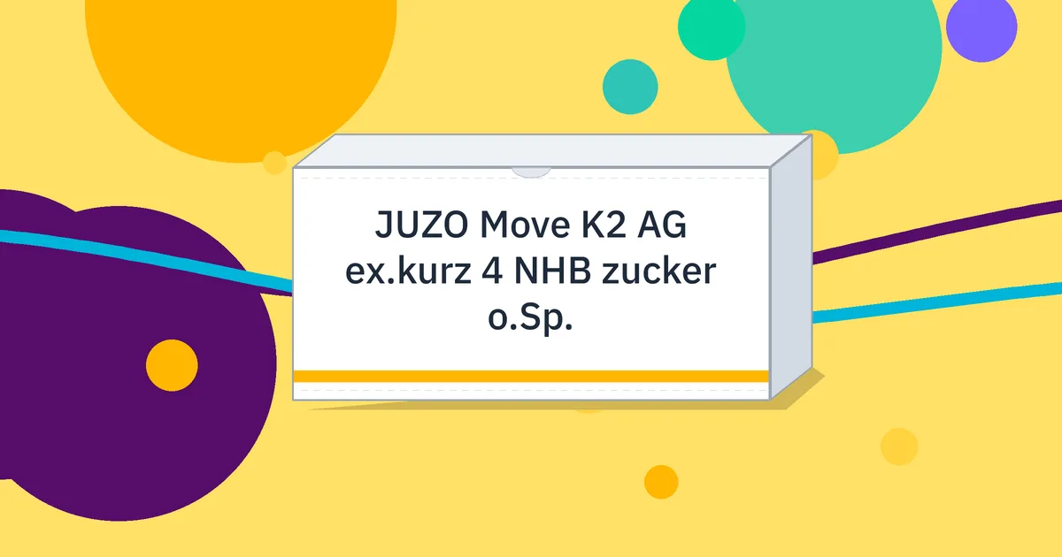 Symbolbild: Packung mit der Aufschrift JUZO Move K2 AG ex.kurz 4 NHB zucker o.Sp. (PZN 18533547) – Verfügbarkeit und Bezug in Apotheken in Frankfurt am Main