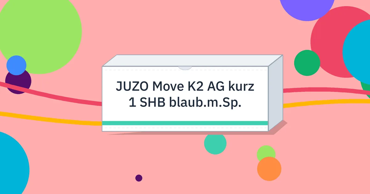 Symbolbild: Packung mit der Aufschrift JUZO Move K2 AG kurz 1 SHB blaub.m.Sp. (PZN 18559475) – Verfügbarkeit und Bezug in Apotheken in Frankfurt am Main