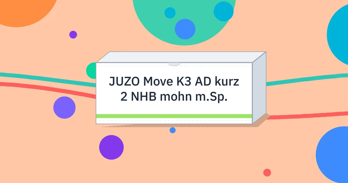 Symbolbild: Packung mit der Aufschrift JUZO Move K3 AD kurz 2 NHB mohn m.Sp. (PZN 18572116) – Verfügbarkeit und Bezug in Apotheken in Frankfurt am Main
