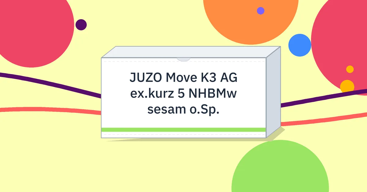 Symbolbild: Packung mit der Aufschrift JUZO Move K3 AG ex.kurz 5 NHBMw sesam o.Sp. (PZN 18584970) – Verfügbarkeit und Bezug in Apotheken in Frankfurt am Main