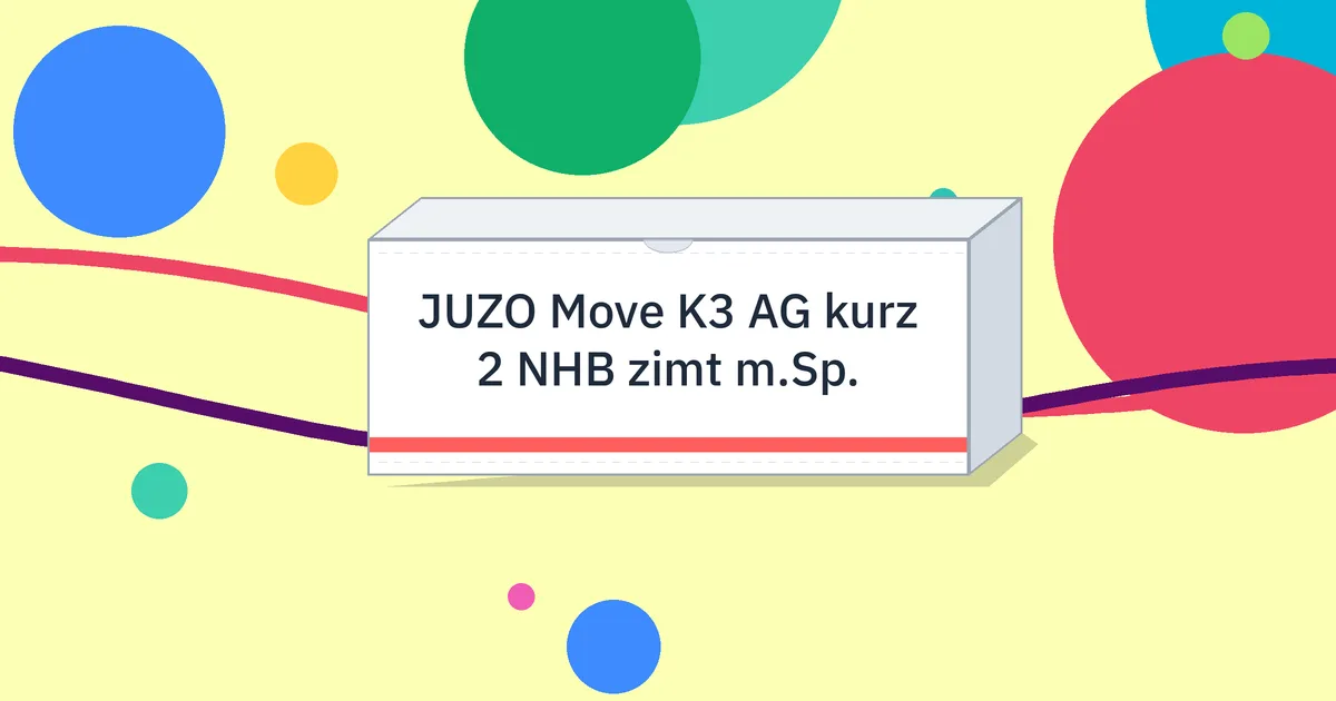 Symbolbild: Packung mit der Aufschrift JUZO Move K3 AG kurz 2 NHB zimt m.Sp. (PZN 18579101) – Verfügbarkeit und Bezug in Apotheken in Frankfurt am Main