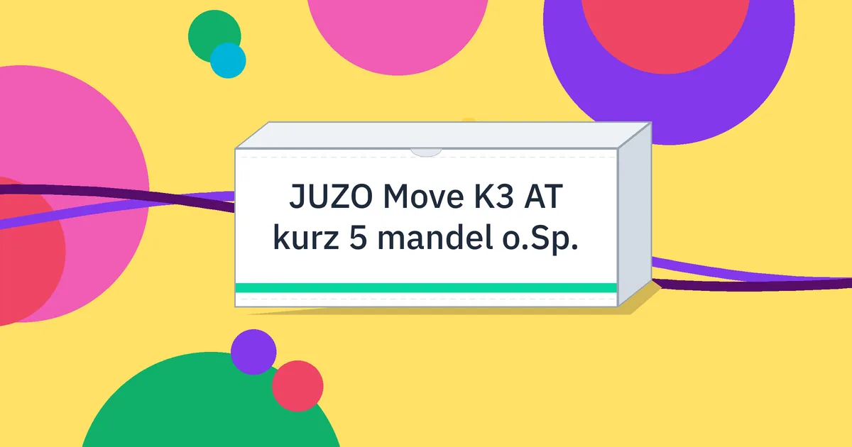 Symbolbild: Packung mit der Aufschrift JUZO Move K3 AT kurz 5 mandel o.Sp. (PZN 20684868) – Verfügbarkeit und Bezug in Apotheken in Frankfurt am Main