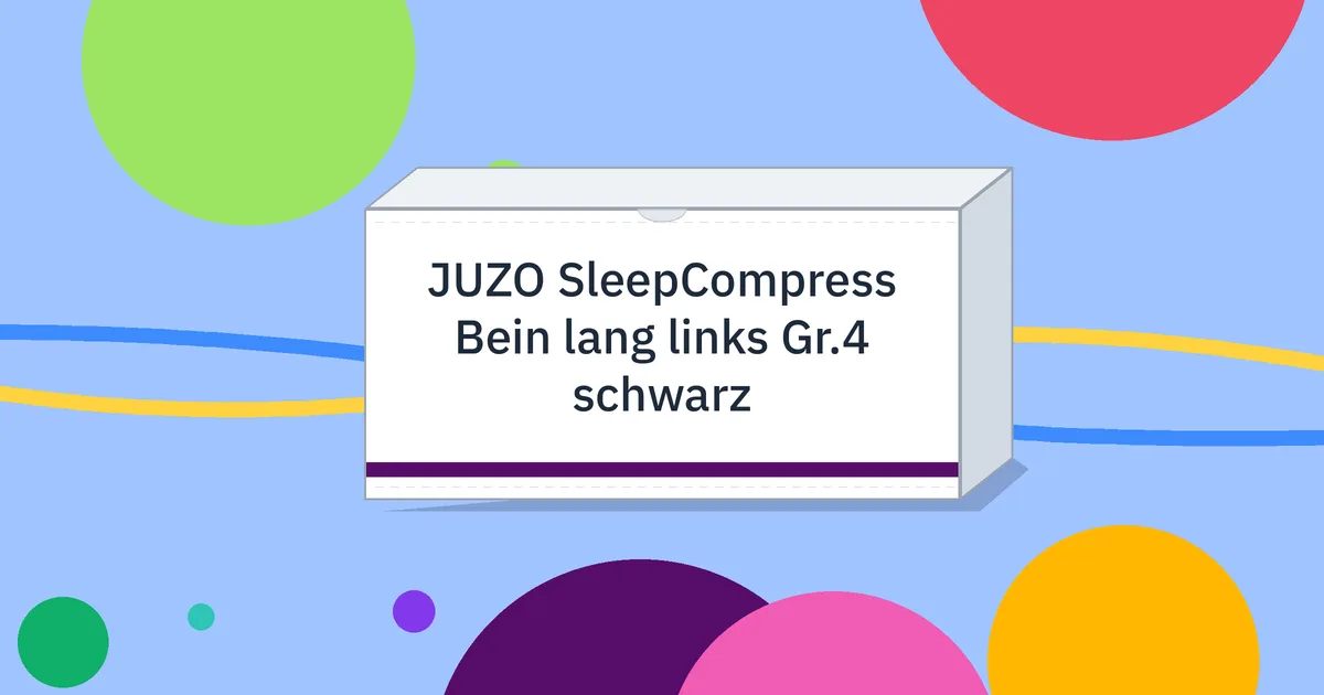 Symbolbild: Packung mit der Aufschrift JUZO SleepCompress Bein lang links Gr.4 schwarz (PZN 19622715) – Verfügbarkeit und Bezug in Apotheken in Frankfurt am Main