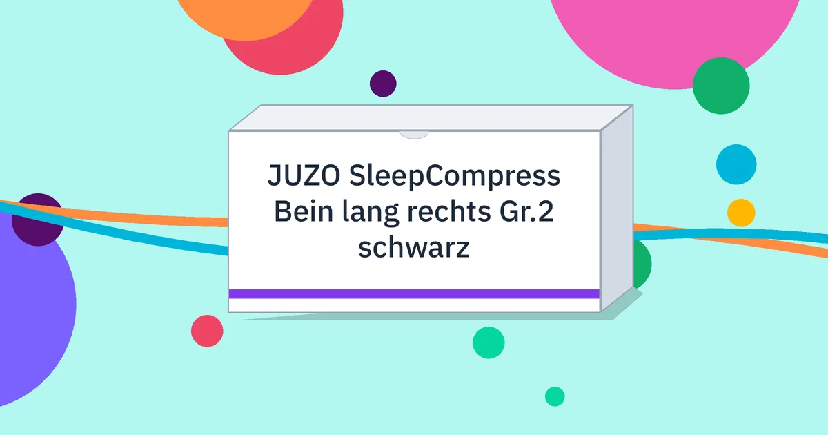 Symbolbild: Packung mit der Aufschrift JUZO SleepCompress Bein lang rechts Gr.2 schwarz (PZN 19622833) – Verfügbarkeit und Bezug in Apotheken in Frankfurt am Main