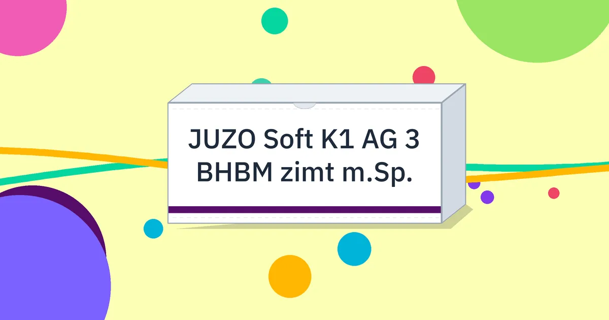 Symbolbild: Packung mit der Aufschrift JUZO Soft K1 AG 3 BHBM zimt m.Sp. (PZN 14854869) – Verfügbarkeit und Bezug in Apotheken in Frankfurt am Main