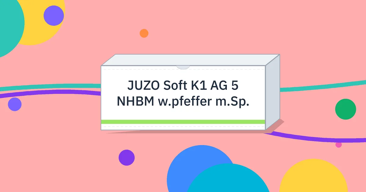 Symbolbild: Packung mit der Aufschrift JUZO Soft K1 AG 5 NHBM w.pfeffer m.Sp. (PZN 15015680) – Verfügbarkeit und Bezug in Apotheken in Frankfurt am Main
