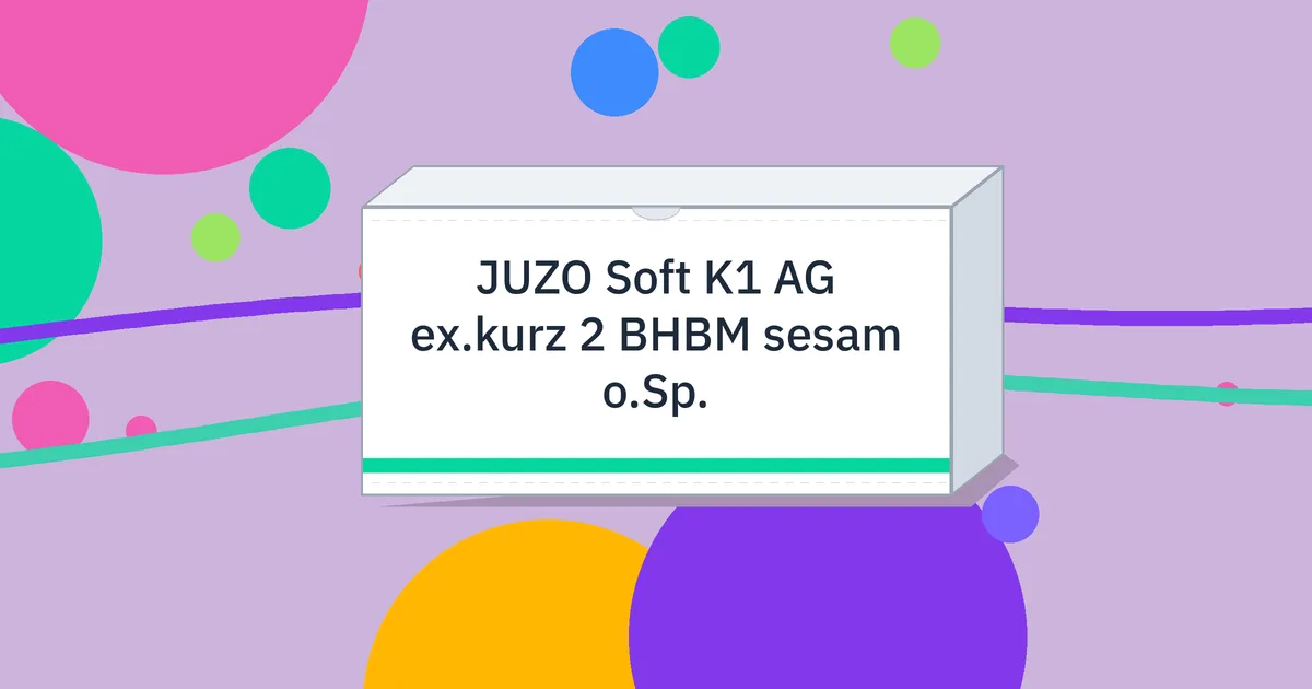 Symbolbild: Packung mit der Aufschrift JUZO Soft K1 AG ex.kurz 2 BHBM sesam o.Sp. (PZN 14858241) – Verfügbarkeit und Bezug in Apotheken in Frankfurt am Main