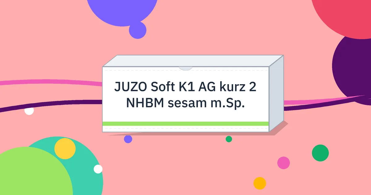 Symbolbild: Packung mit der Aufschrift JUZO Soft K1 AG kurz 2 NHBM sesam m.Sp. (PZN 14999852) – Verfügbarkeit und Bezug in Apotheken in Frankfurt am Main