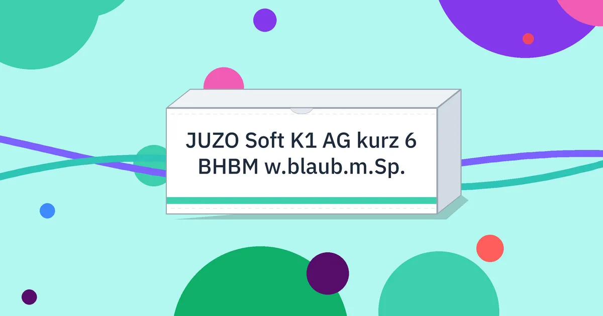 Symbolbild: Packung mit der Aufschrift JUZO Soft K1 AG kurz 6 BHBM w.blaub.m.Sp. (PZN 14863696) – Verfügbarkeit und Bezug in Apotheken in Frankfurt am Main