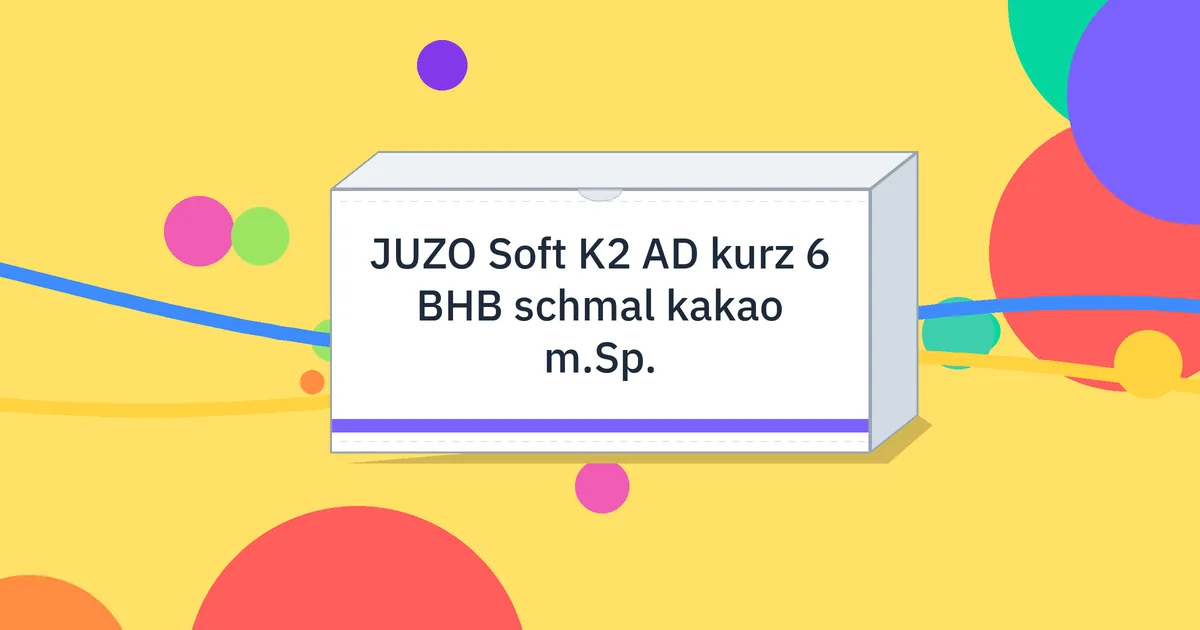 Symbolbild: Packung mit der Aufschrift JUZO Soft K2 AD kurz 6 BHB schmal kakao m.Sp. (PZN 15466098) – Verfügbarkeit und Bezug in Apotheken in Frankfurt am Main