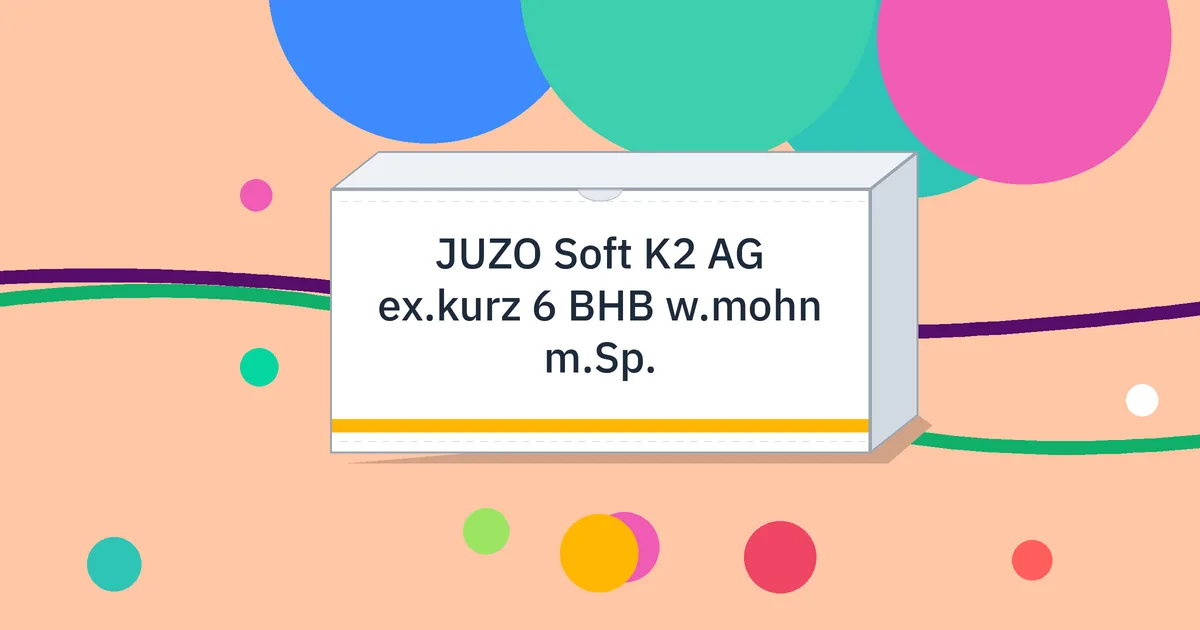 Symbolbild: Packung mit der Aufschrift JUZO Soft K2 AG ex.kurz 6 BHB w.mohn m.Sp. (PZN 14843676) – Verfügbarkeit und Bezug in Apotheken in Frankfurt am Main