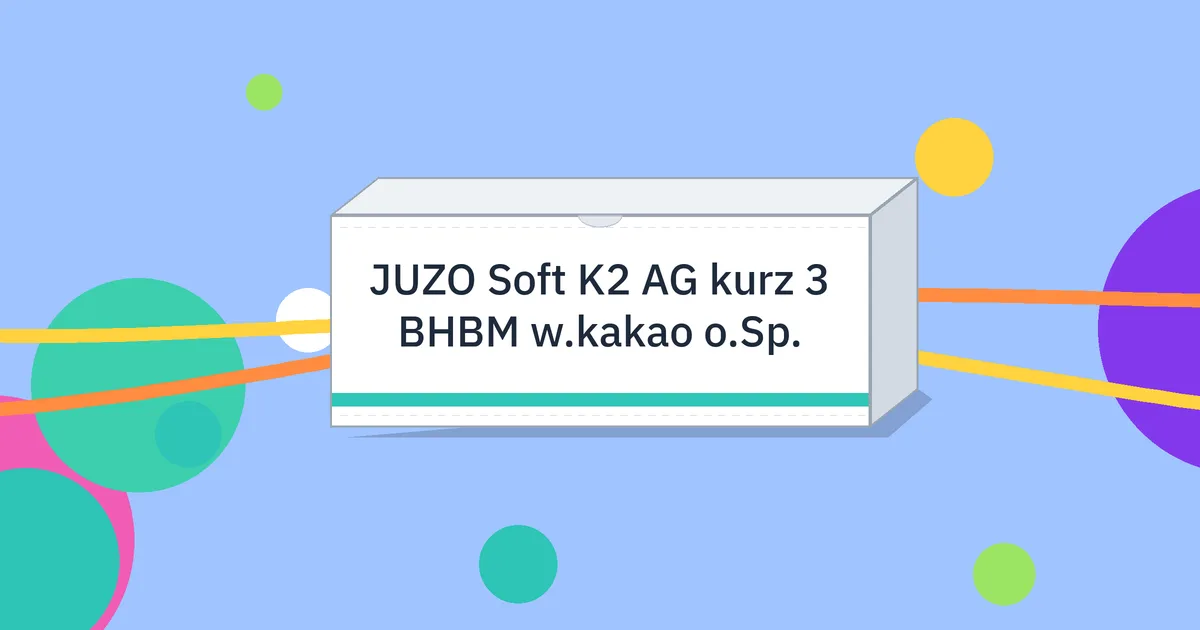 Symbolbild: Packung mit der Aufschrift JUZO Soft K2 AG kurz 3 BHBM w.kakao o.Sp. (PZN 14869807) – Verfügbarkeit und Bezug in Apotheken in Frankfurt am Main