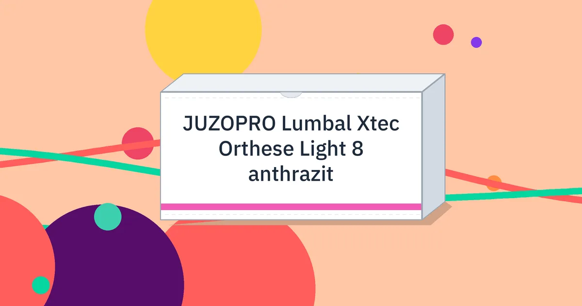 Symbolbild: Packung mit der Aufschrift JUZOPRO Lumbal Xtec Orthese Light 8 anthrazit (PZN 16497971) – Verfügbarkeit und Bezug in Apotheken in Frankfurt am Main