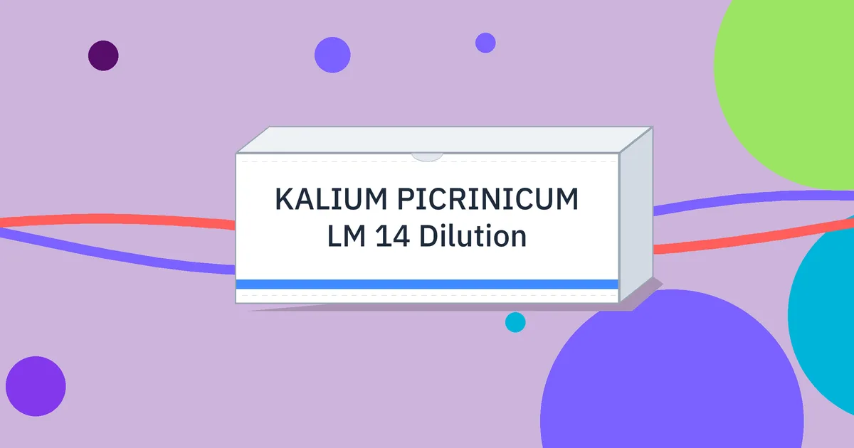 Symbolbild: Packung mit der Aufschrift KALIUM PICRINICUM LM 14 Dilution (PZN 12925022) – Verfügbarkeit und Bezug in Apotheken in Frankfurt am Main