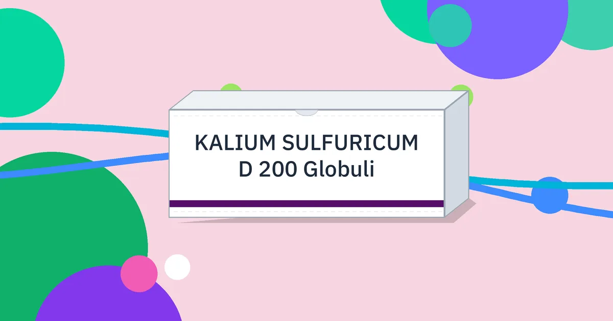 Symbolbild: Packung mit der Aufschrift KALIUM SULFURICUM D 200 Globuli (PZN 00545946) – Verfügbarkeit und Bezug in Apotheken in Frankfurt am Main