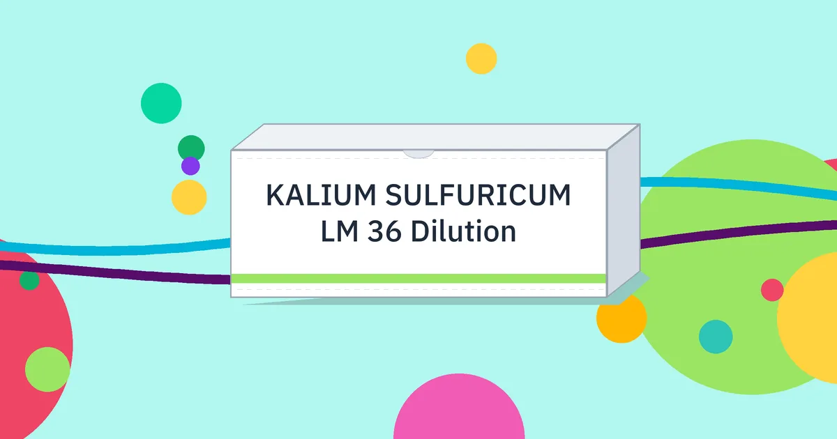 Symbolbild: Packung mit der Aufschrift KALIUM SULFURICUM LM 36 Dilution (PZN 12926501) – Verfügbarkeit und Bezug in Apotheken in Frankfurt am Main