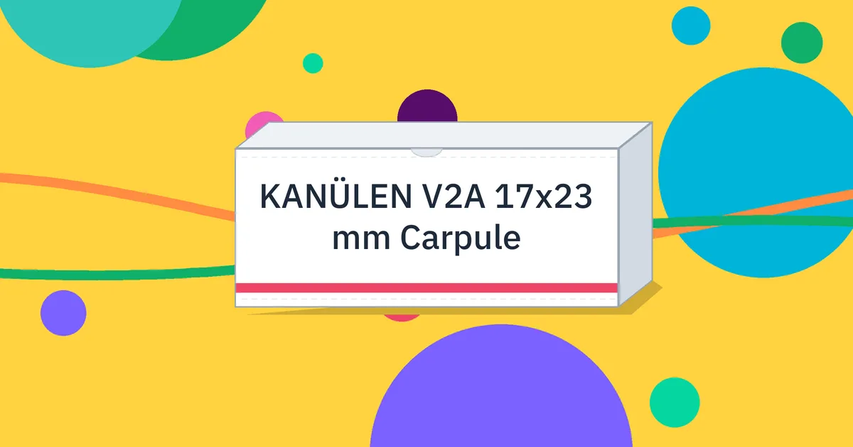 Symbolbild: Packung mit der Aufschrift KANÜLEN V2A 17x23 mm Carpule (PZN 02439846) – Verfügbarkeit und Bezug in Apotheken in Frankfurt am Main