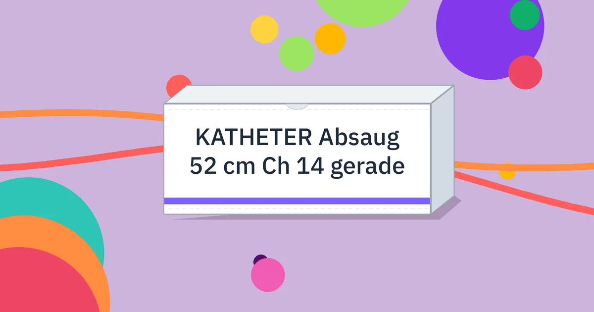 Symbolbild: Packung mit der Aufschrift KATHETER Absaug 52 cm Ch 14 gerade (PZN 03200863) – Verfügbarkeit und Bezug in Apotheken in Frankfurt am Main