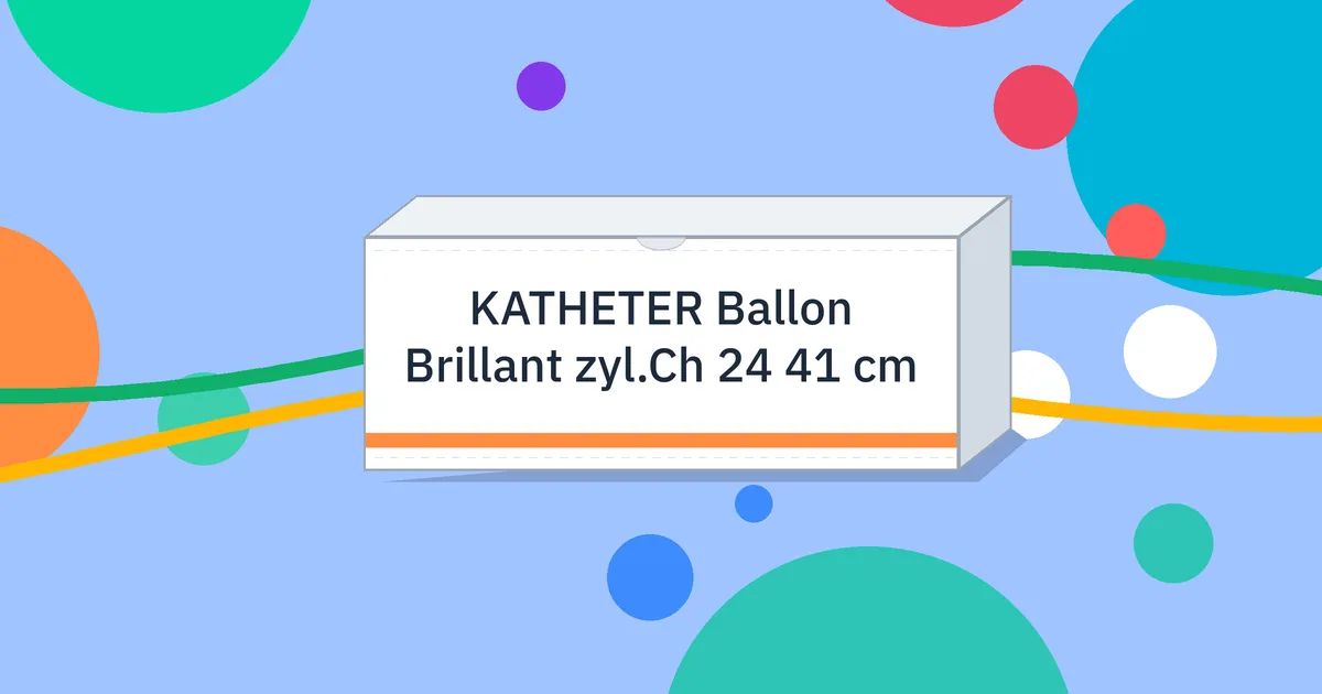 Symbolbild: Packung mit der Aufschrift KATHETER Ballon Brillant zyl.Ch 24 41 cm (PZN 05141107) – Verfügbarkeit und Bezug in Apotheken in Frankfurt am Main
