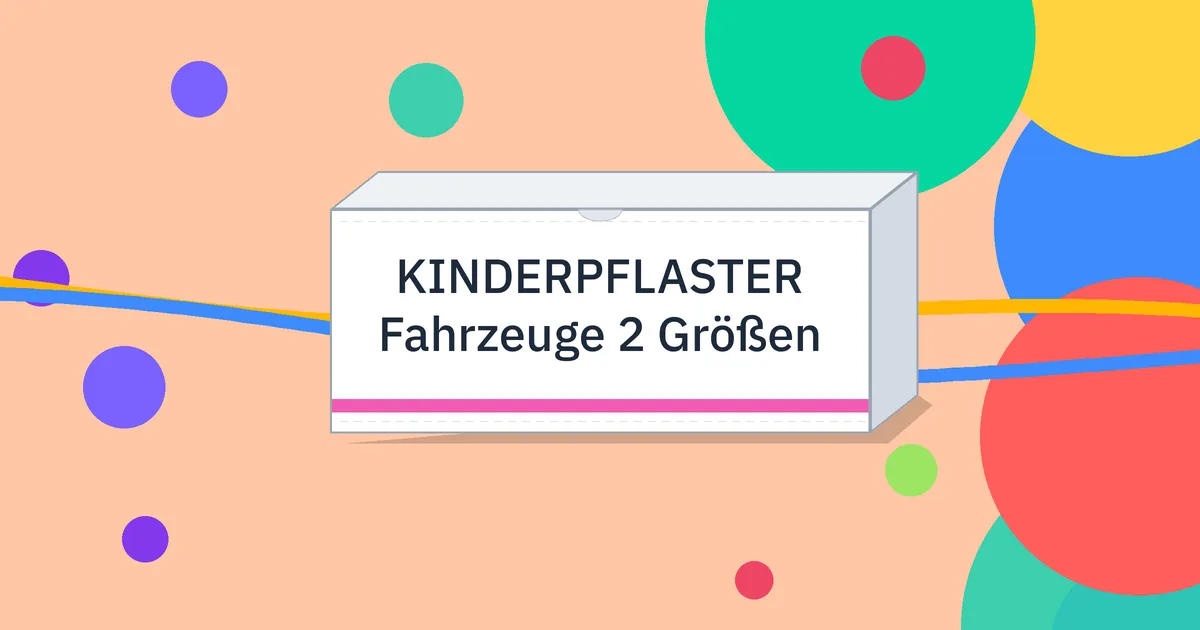 Symbolbild: Packung mit der Aufschrift KINDERPFLASTER Fahrzeuge 2 Größen (PZN 19269124) – Verfügbarkeit und Bezug in Apotheken in Frankfurt am Main
