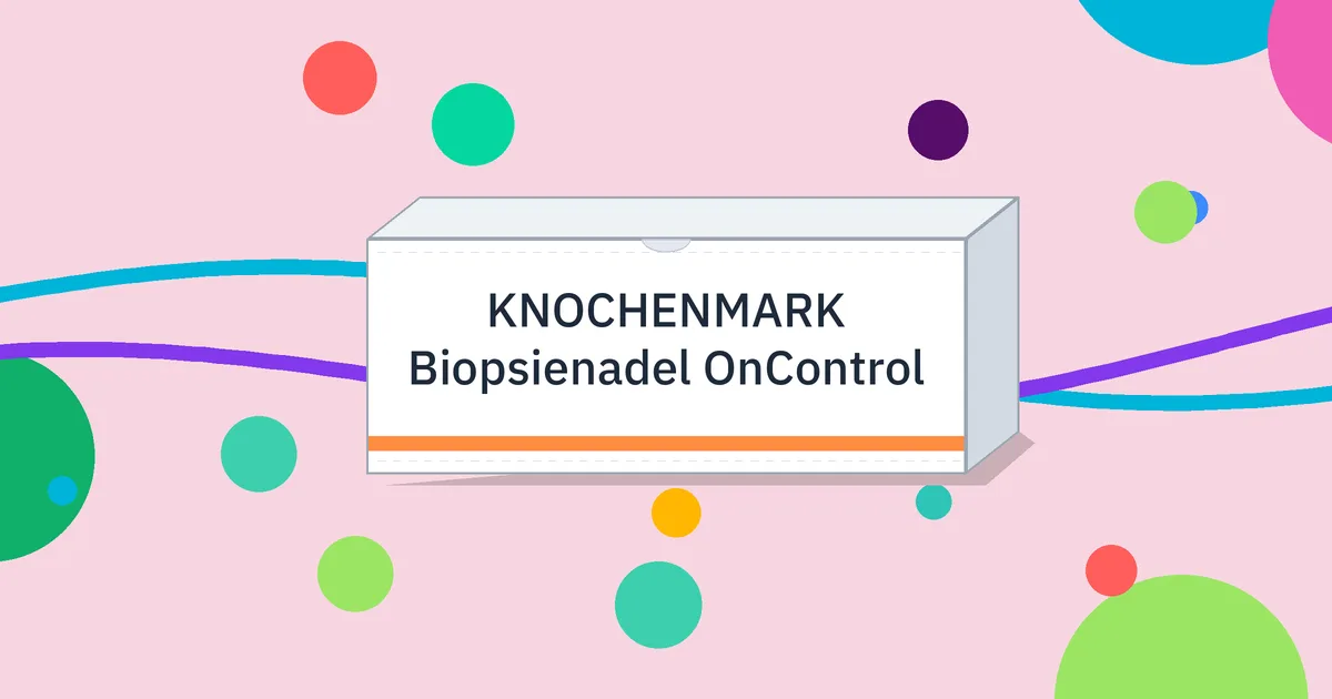 Symbolbild: Packung mit der Aufschrift KNOCHENMARK Biopsienadel OnControl (PZN 09431859) – Verfügbarkeit und Bezug in Apotheken in Frankfurt am Main
