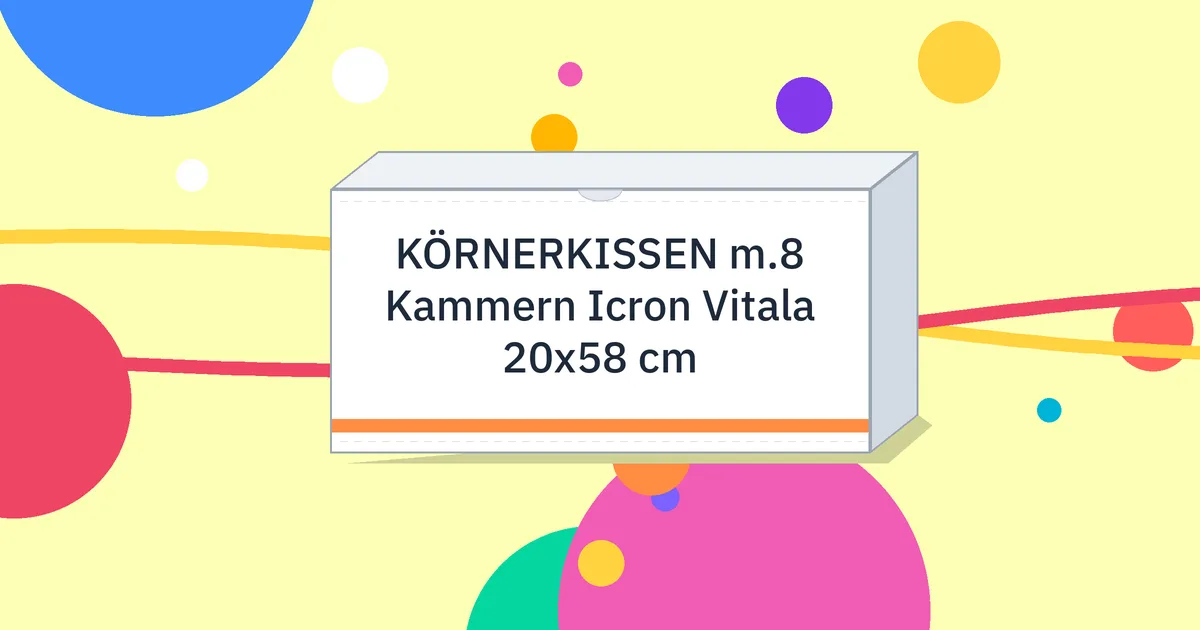 Symbolbild: Packung mit der Aufschrift KÖRNERKISSEN m.8 Kammern Icron Vitala 20x58 cm (PZN 03649770) – Verfügbarkeit und Bezug in Apotheken in Frankfurt am Main