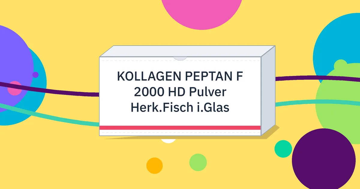 Symbolbild: Packung mit der Aufschrift KOLLAGEN PEPTAN F 2000 HD Pulver Herk.Fisch i.Glas (PZN 11890439) – Verfügbarkeit und Bezug in Apotheken in Frankfurt am Main