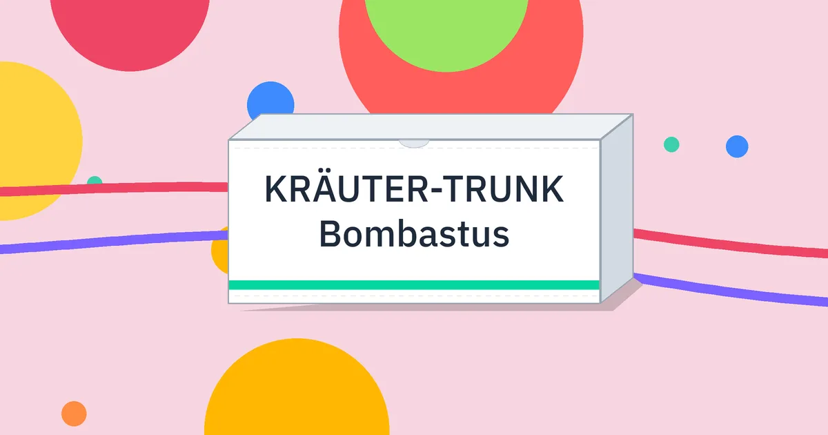 Symbolbild: Packung mit der Aufschrift KRÄUTER-TRUNK Bombastus (PZN 11123409) – Verfügbarkeit und Bezug in Apotheken in Frankfurt am Main