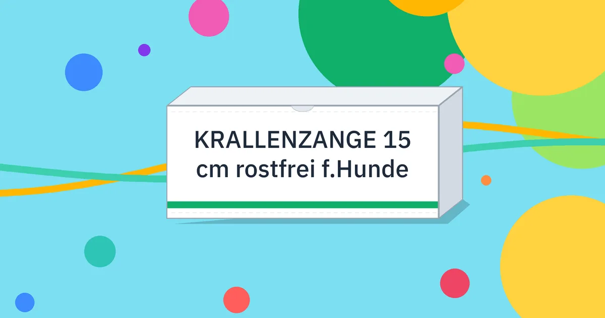 Symbolbild: Packung mit der Aufschrift KRALLENZANGE 15 cm rostfrei f.Hunde (PZN 18390036) – Verfügbarkeit und Bezug in Apotheken in Frankfurt am Main