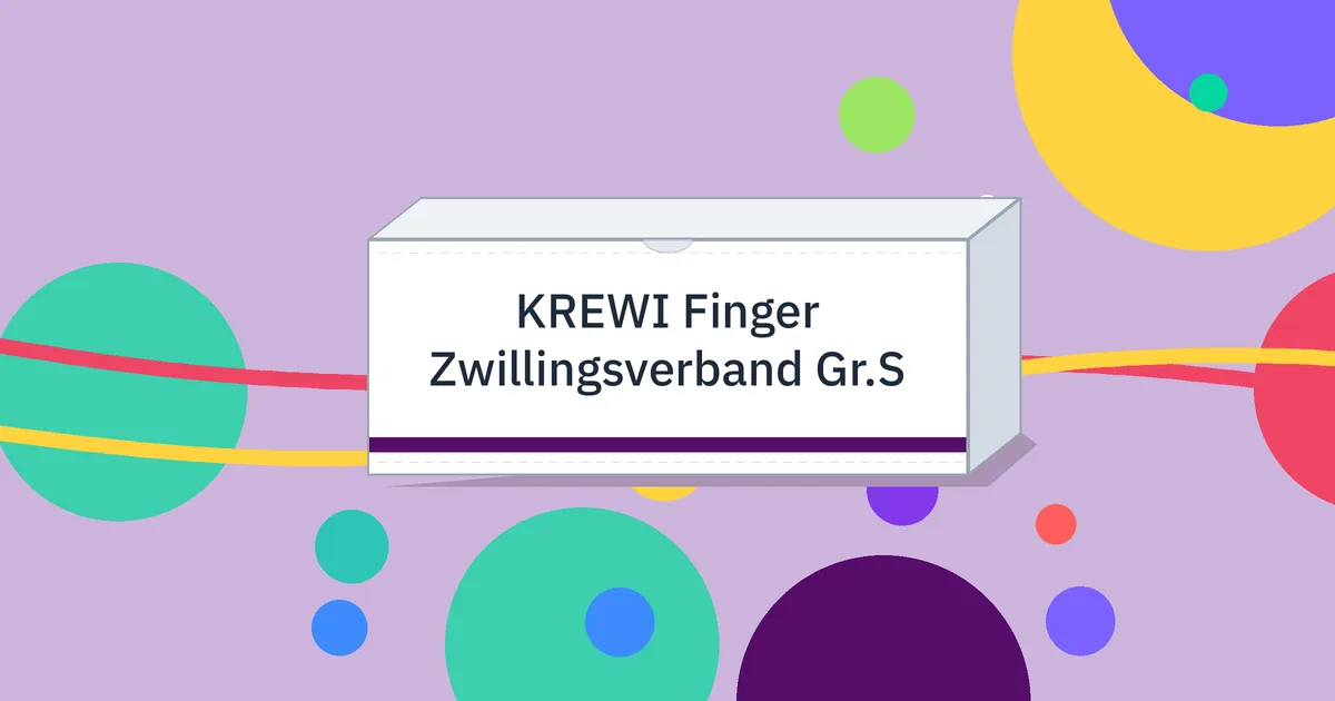 Symbolbild: Packung mit der Aufschrift KREWI Finger Zwillingsverband Gr.S (PZN 06473455) – Verfügbarkeit und Bezug in Apotheken in Frankfurt am Main