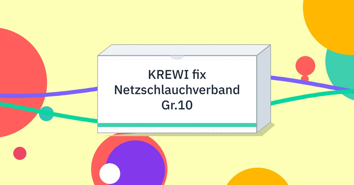 Symbolbild: Packung mit der Aufschrift KREWI fix Netzschlauchverband Gr.10 (PZN 03764956) – Verfügbarkeit und Bezug in Apotheken in Frankfurt am Main