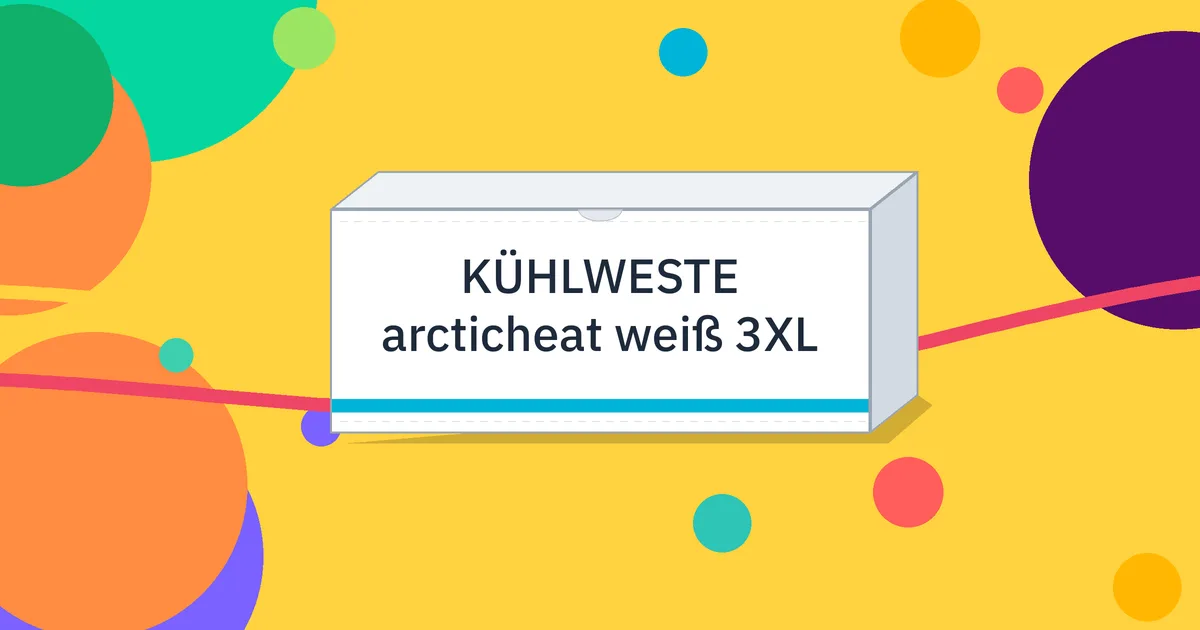 Symbolbild: Packung mit der Aufschrift KÜHLWESTE arcticheat weiß 3XL (PZN 09230581) – Verfügbarkeit und Bezug in Apotheken in Frankfurt am Main