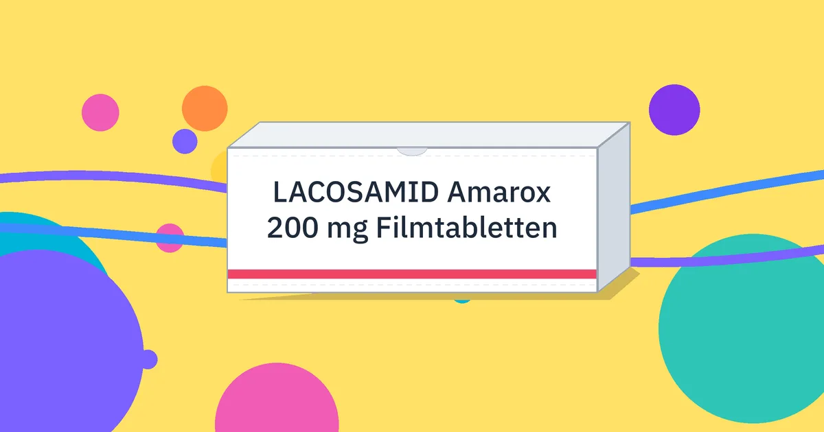 Symbolbild: Packung mit der Aufschrift LACOSAMID Amarox 200 mg Filmtabletten (PZN 18138526) – Verfügbarkeit und Bezug in Apotheken in Frankfurt am Main