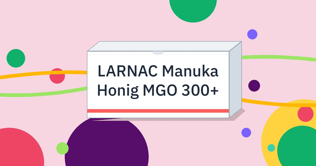 Symbolbild: Packung mit der Aufschrift LARNAC Manuka Honig MGO 300+ (PZN 20865883) – Verfügbarkeit und Bezug in Apotheken in Frankfurt am Main