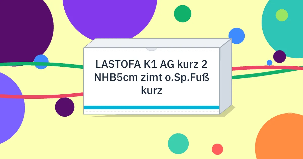 Symbolbild: Packung mit der Aufschrift LASTOFA K1 AG kurz 2 NHB5cm zimt o.Sp.Fuß kurz (PZN 13789868) – Verfügbarkeit und Bezug in Apotheken in Frankfurt am Main