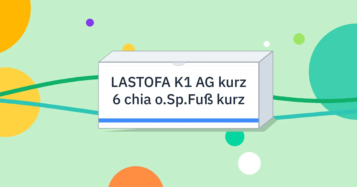 Symbolbild: Packung mit der Aufschrift LASTOFA K1 AG kurz 6 chia o.Sp.Fuß kurz (PZN 13794013) – Verfügbarkeit und Bezug in Apotheken in Frankfurt am Main