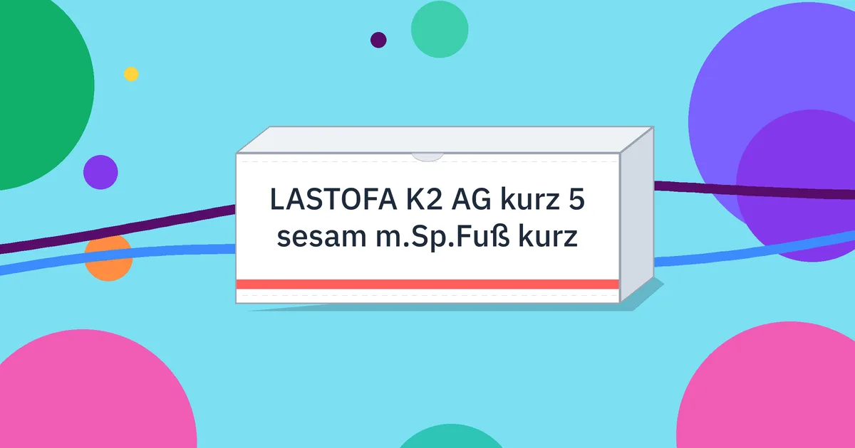 Symbolbild: Packung mit der Aufschrift LASTOFA K2 AG kurz 5 sesam m.Sp.Fuß kurz (PZN 13806733) – Verfügbarkeit und Bezug in Apotheken in Frankfurt am Main