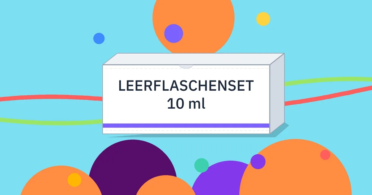 Symbolbild: Packung mit der Aufschrift LEERFLASCHENSET 10 ml (PZN 17558315) – Verfügbarkeit und Bezug in Apotheken in Frankfurt am Main