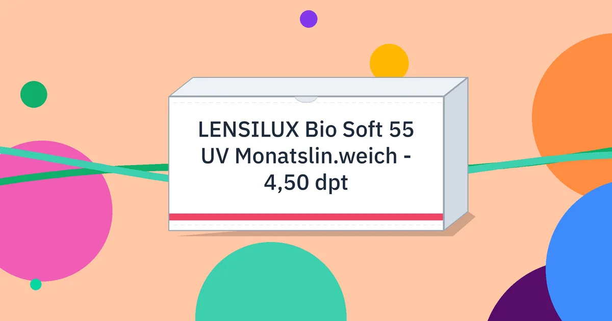 Symbolbild: Packung mit der Aufschrift LENSILUX Bio Soft 55 UV Monatslin.weich -4,50 dpt (PZN 20001792) – Verfügbarkeit und Bezug in Apotheken in Frankfurt am Main