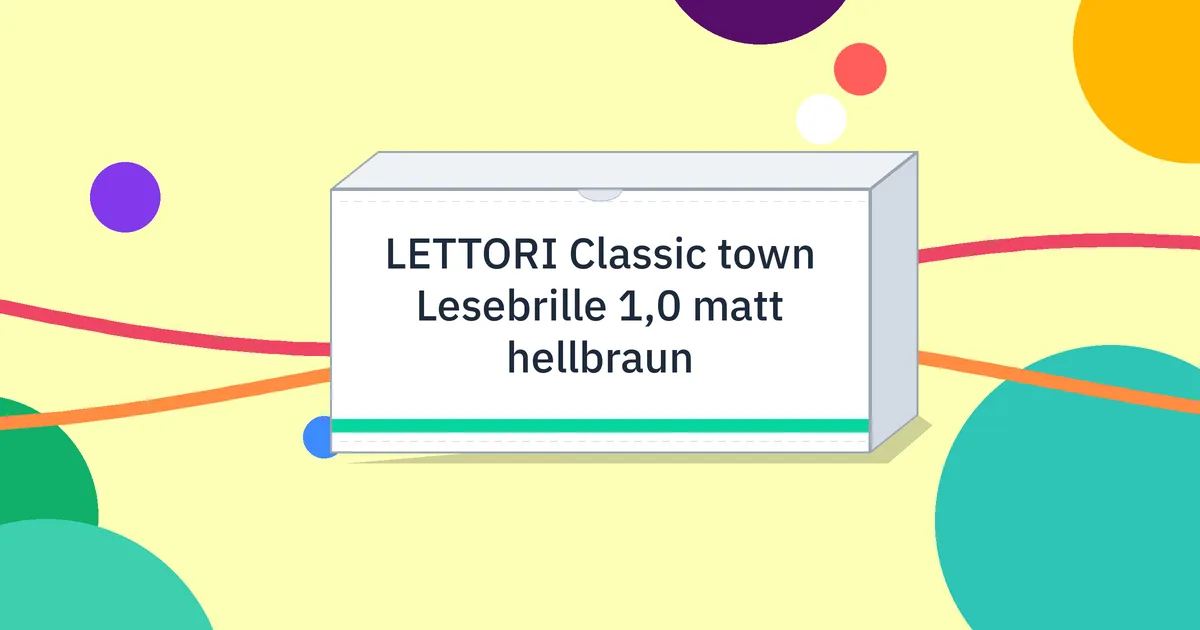 Symbolbild: Packung mit der Aufschrift LETTORI Classic town Lesebrille 1,0 matt hellbraun (PZN 11057405) – Verfügbarkeit und Bezug in Apotheken in Frankfurt am Main