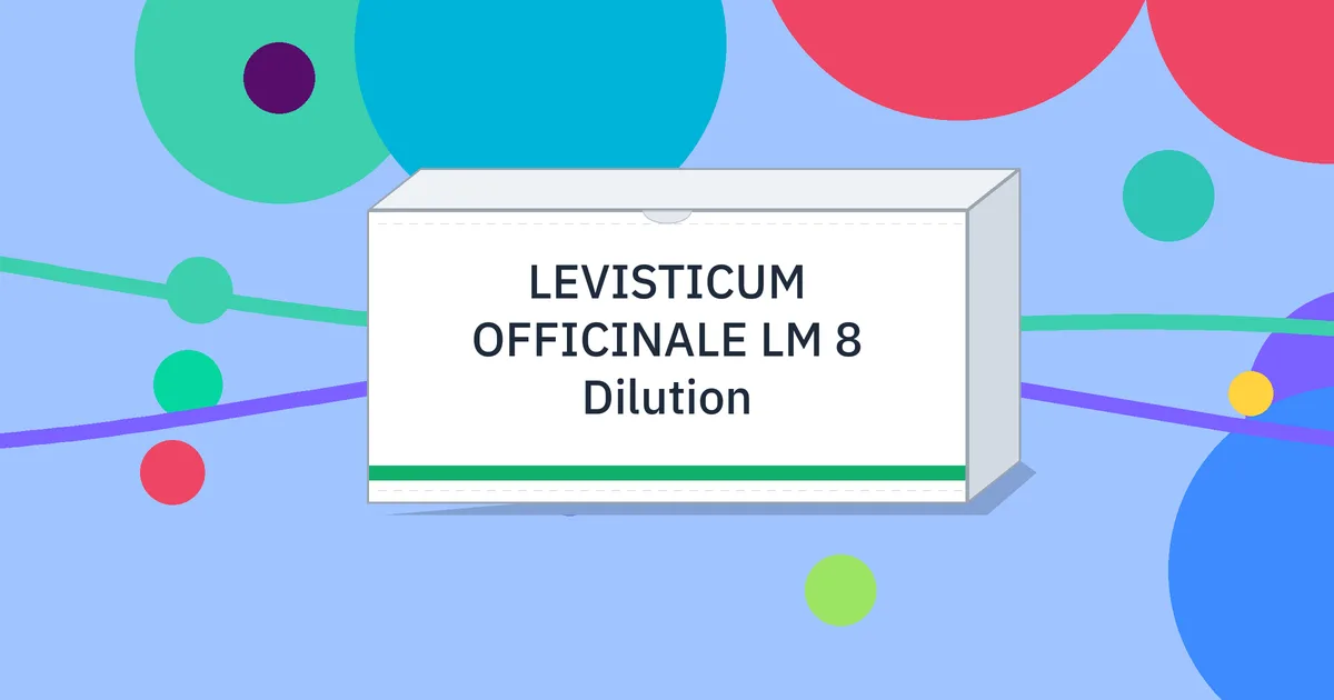 Symbolbild: Packung mit der Aufschrift LEVISTICUM OFFICINALE LM 8 Dilution (PZN 13528205) – Verfügbarkeit und Bezug in Apotheken in Frankfurt am Main