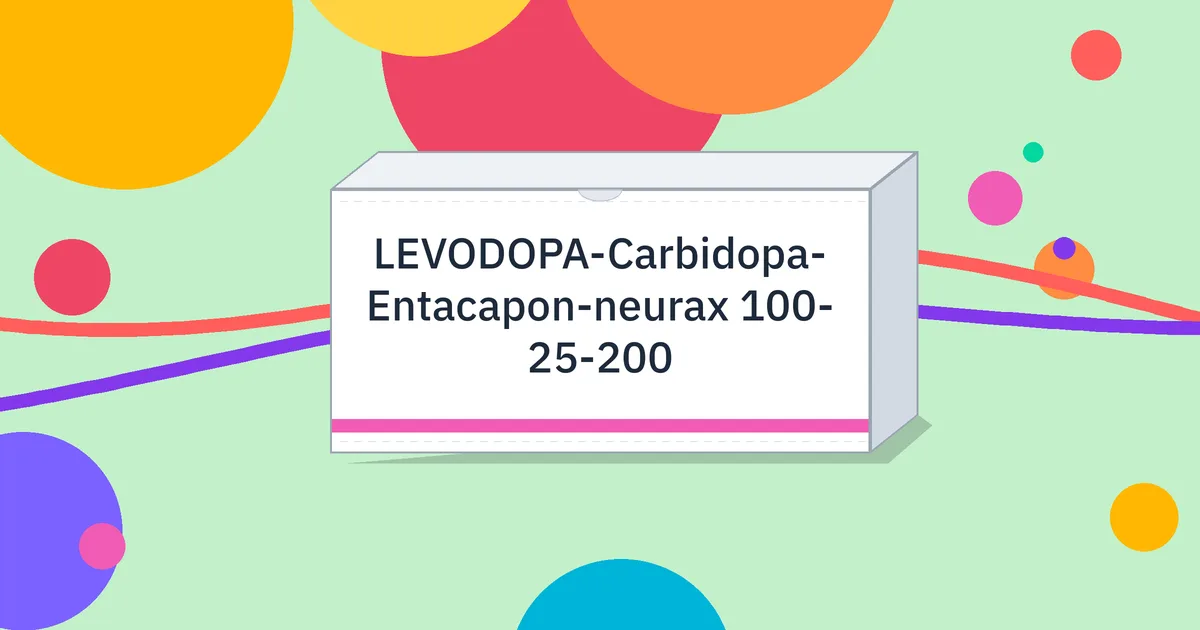 Symbolbild: Packung mit der Aufschrift LEVODOPA-Carbidopa-Entacapon-neurax 100-25-200 (PZN 10352906) – Verfügbarkeit und Bezug in Apotheken in Frankfurt am Main