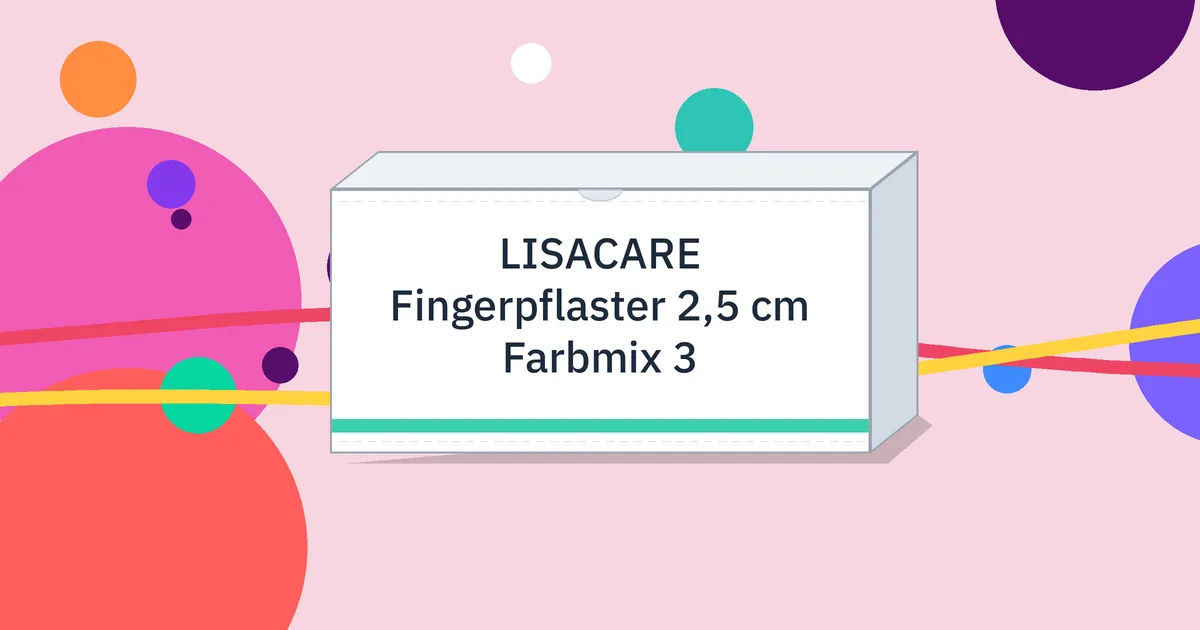 Symbolbild: Packung mit der Aufschrift LISACARE Fingerpflaster 2,5 cm Farbmix 3 (PZN 17926658) – Verfügbarkeit und Bezug in Apotheken in Frankfurt am Main
