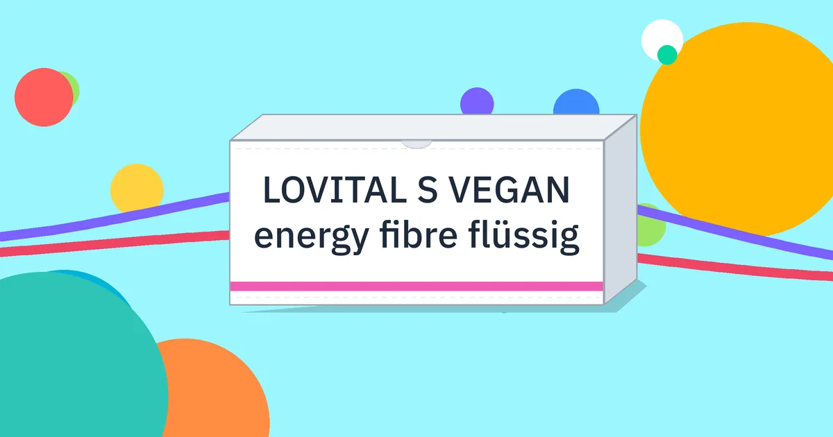 Symbolbild: Packung mit der Aufschrift LOVITAL S VEGAN energy fibre flüssig (PZN 18200975) – Verfügbarkeit und Bezug in Apotheken in Frankfurt am Main
