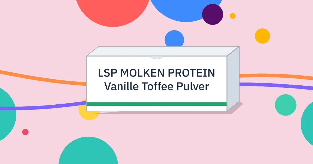 Symbolbild: Packung mit der Aufschrift LSP MOLKEN PROTEIN Vanille Toffee Pulver (PZN 09724797) – Verfügbarkeit und Bezug in Apotheken in Frankfurt am Main