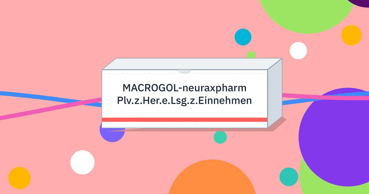 Symbolbild: Packung mit der Aufschrift MACROGOL-neuraxpharm Plv.z.Her.e.Lsg.z.Einnehmen (PZN 13703281) – Verfügbarkeit und Bezug in Apotheken in Frankfurt am Main
